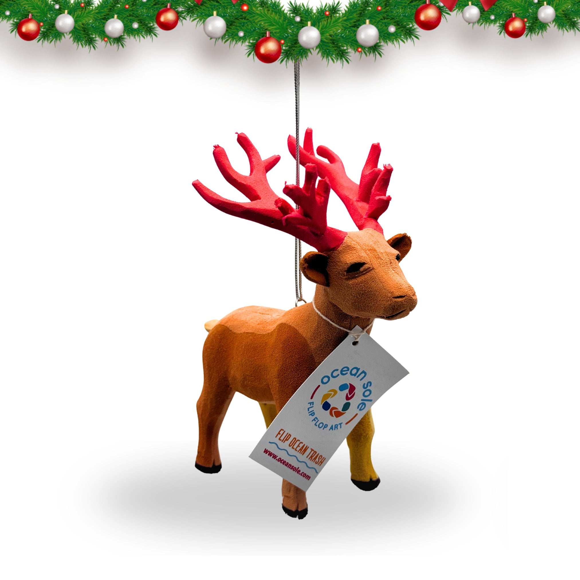 Reindeer Hanging Christmas Ornament – Ocean Sole